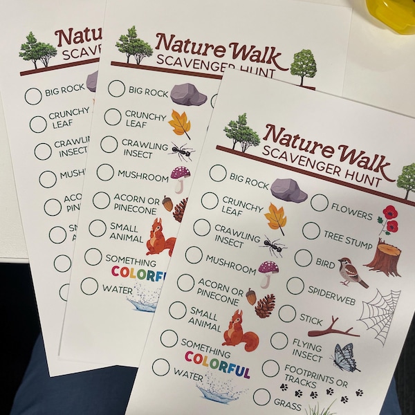 Nature Walk Scavenger Hunt, Hiking Printable, Kids Summer Camp Activity ...