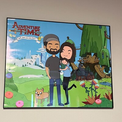 Custom Adventure Time Cartoon Portrait Illustration, Couple Family ...