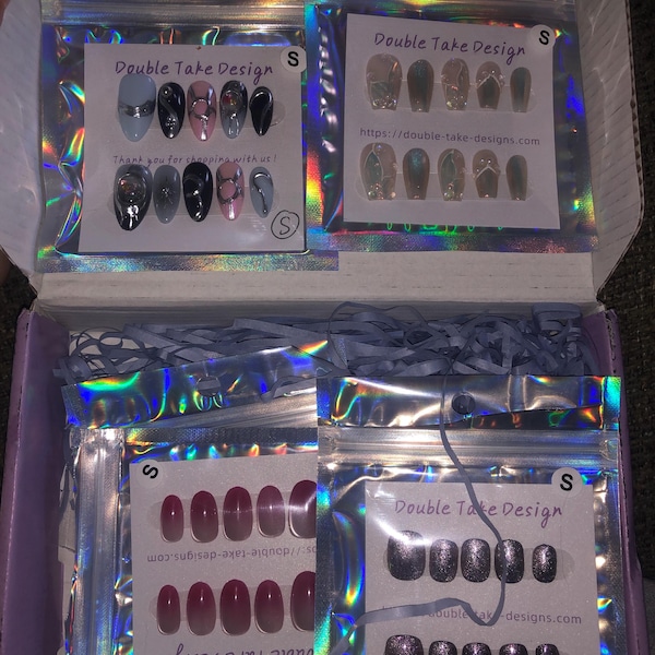 4 Sets Surprise Box | Random Nails Sets | Press on Nail | Blind Box ...