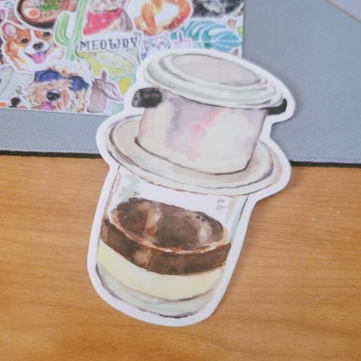 Vietnamese Coffee Vinyl Sticker, Ca Phe Sua Da Cute Coffee Stickers ...