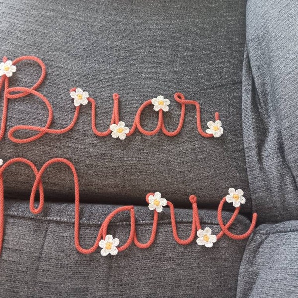 Personalized Floral Knit Name Sign - Custom Nursery Sign - Wire Name ...