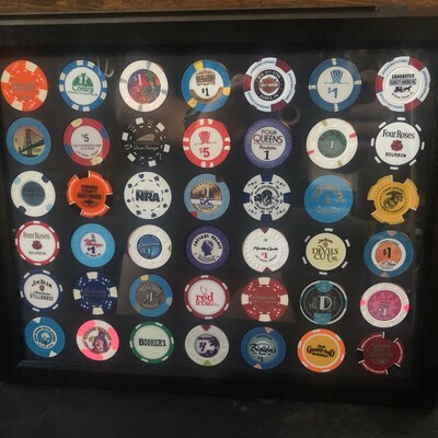 Poker Chip Frame and Dark Walnut Insert Fits 36 Casino Chips & - Etsy