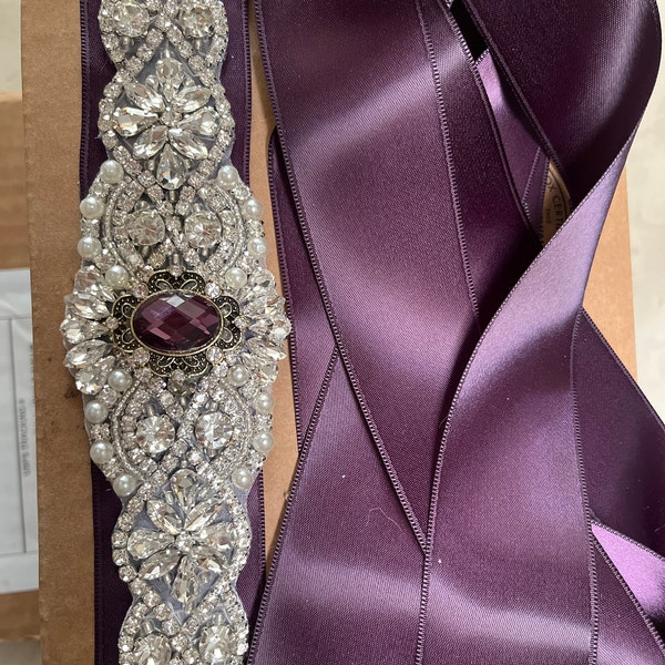 Wedding Sash, Purple Sash, Vintage Bridal Sash, Bridesmaid Sash ...