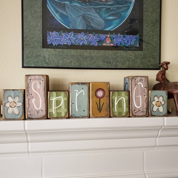 Seasonal Primitive Word Blocks/reversible Blocks/4 Sides/holiday Blocks ...