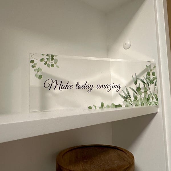 Green Leaf Desk Name Plate, Green Leaves on Clear Acrylic, Personalized ...