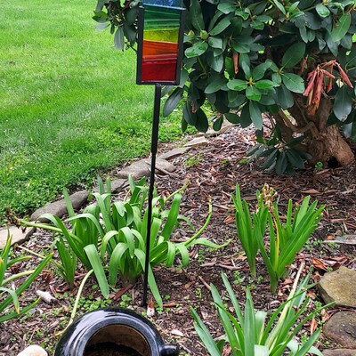 Multi-colored Shapes-garden Stake, Fused Glass - Etsy