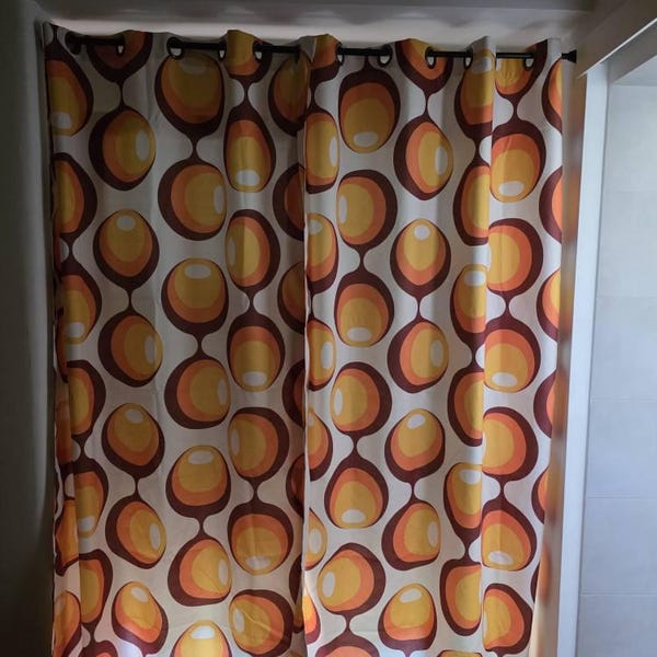 Retro Curtain Panels, Mid Century Modern Panel Curtains, Colorful Retro ...