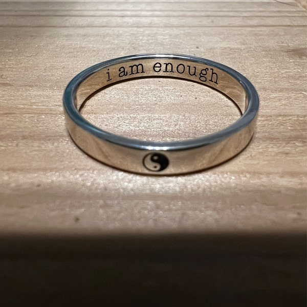 Personalized 3mm Sterling Silver Ring, Engraved Ring, Secret Message ...