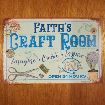 Tin Personalized Craft Room Sign 8 X 12 or 12 X 18 Use Indoor/outdoor ...