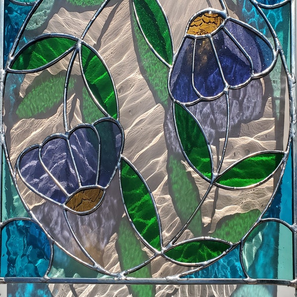 Flowers Stained Glass Pattern, Stained Glass Patterns, Digital Download ...