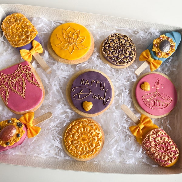 Lotus Flower Cookie Embosser, Diwali Cookie Stamp, Fondant Stamp, Icing ...