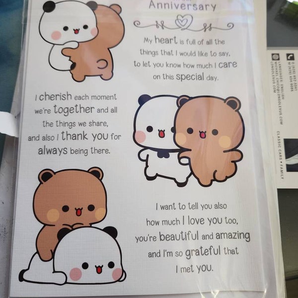 Bubu and Dudu Anniversary Card, Cute Anniversary Card, Boyfriend ...