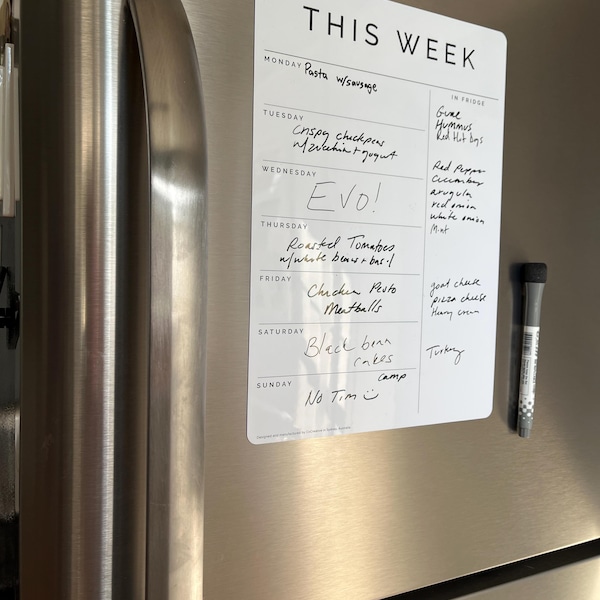 Weekly MEAL Magnetic Fridge Acrylic Planner A3 WHITE UV Print Clear ...