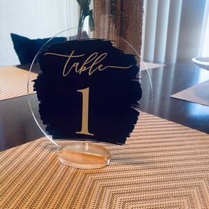 Round Table Numbers With Stand Custom Paint Brush Style Background or ...