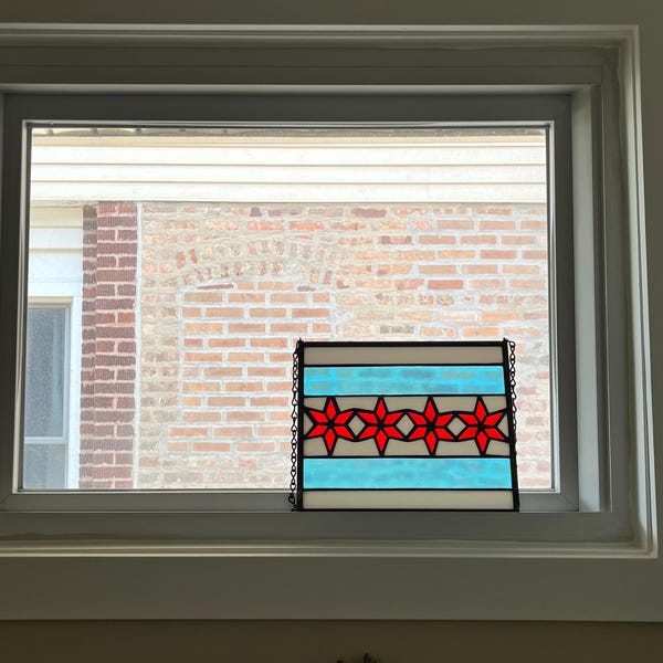 Stained Glass Chicago Flag - Etsy