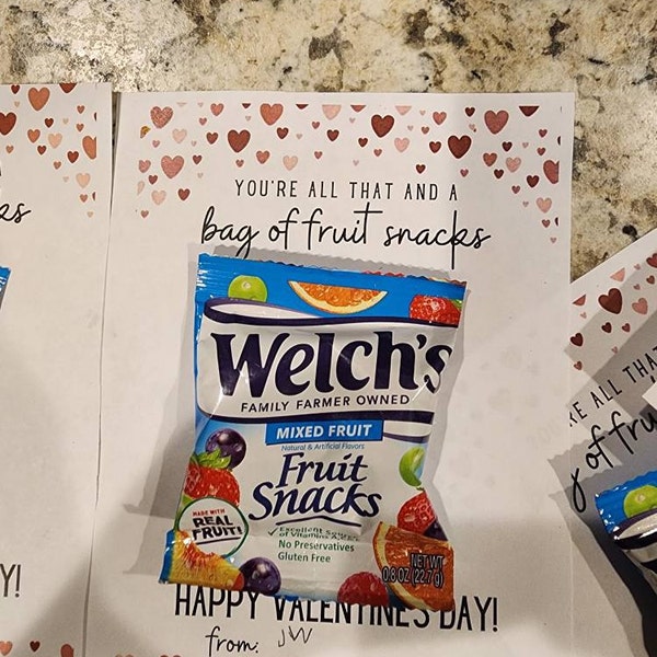 Printable Fruit Snack Valentines Cards "all That and a Bag of Fruit ...