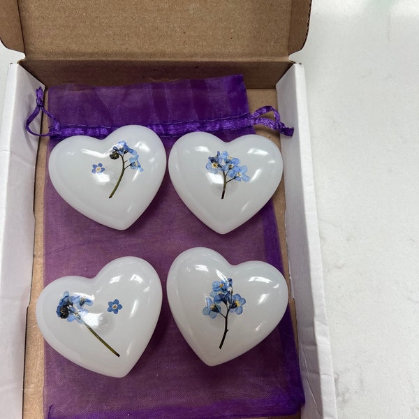Small Forget Me Not Heart Pocket Urn, Memorial Ashes Keepsake Mini Urn ...