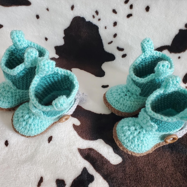Baby Cowboy Booties Crochet Pattern/ Crochet Pattern Baby Cowboy Boots ...