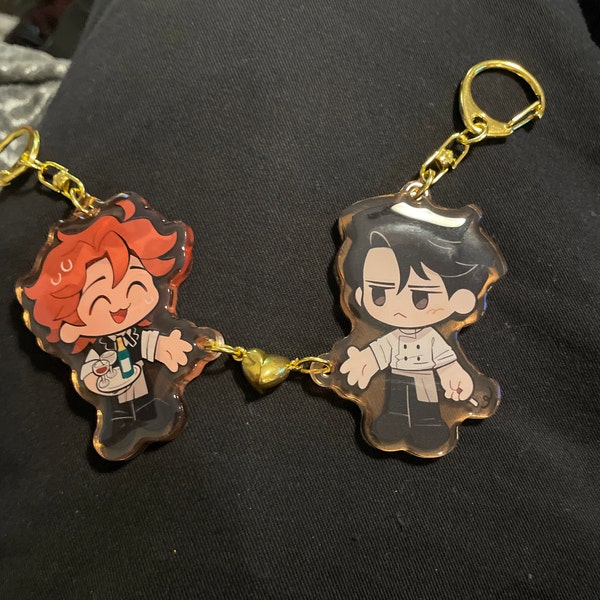 Rody and Vincent Heart Magnet Keychain Set Dead Plate 6.5 Cm Double ...