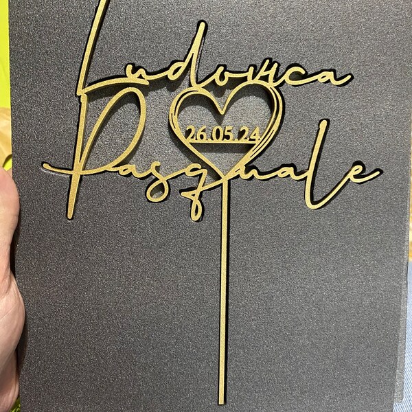 Cake Topper With Heart, Wedding Cake Topper With Heart and Date, Two ...