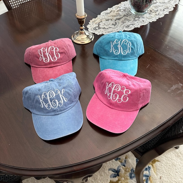 Monogrammed Hat, Embroidered Hat, Distressed Hat, Personalized Hat ...