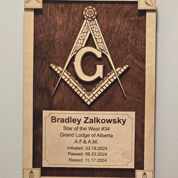 Masonic Plaque - Custom Wood Engraved - Etsy
