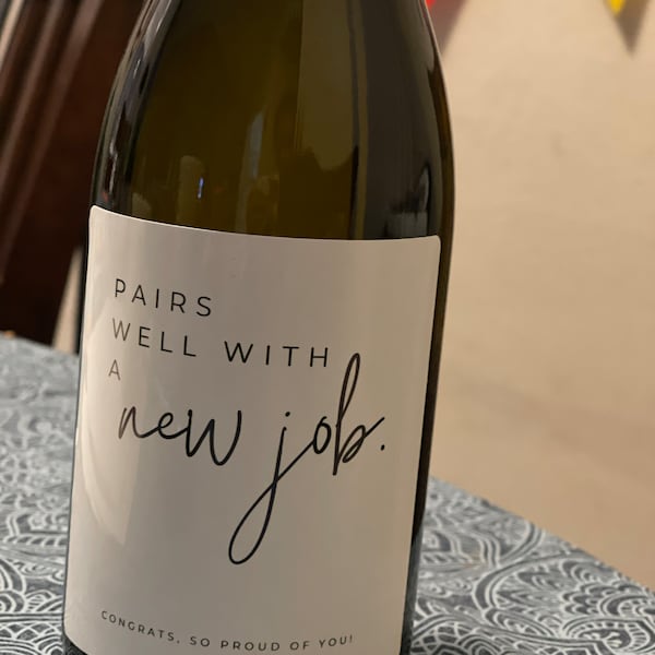 Pairs Well With a New Job. New Job Wine Label. Gift for Her. Gift for ...
