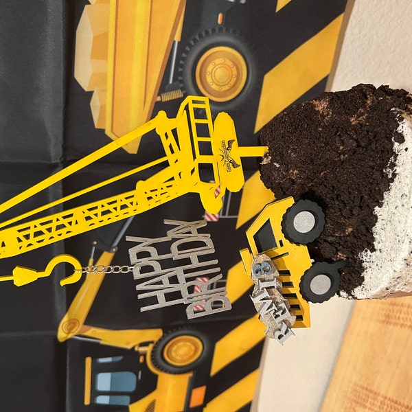 Construction Birthday Party, Personalized Wood Construction Truck Crane ...