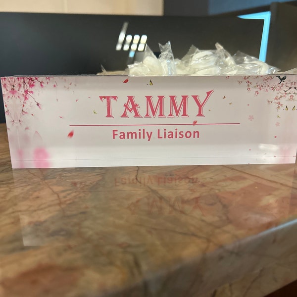 Customized Acrylic Name Plate Block Personalized Office Desk Sign ...