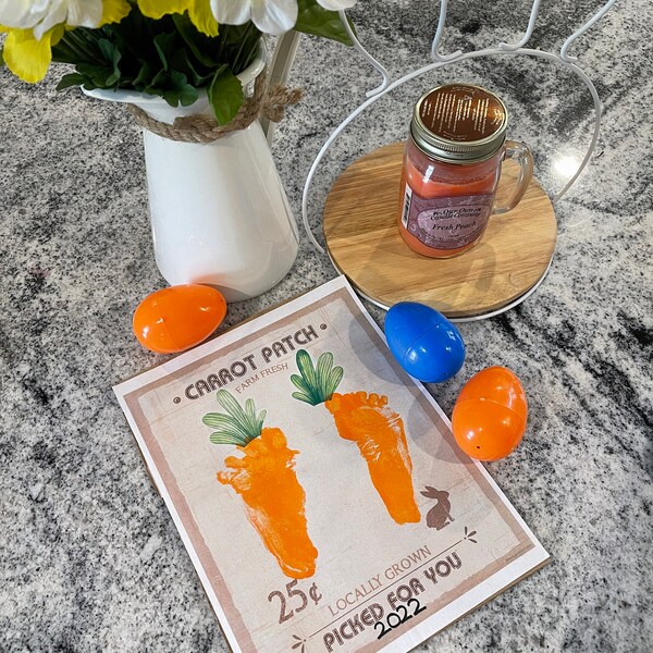 Farm Sign Carrot Patch Easter / Footprint Feet Art Craft / Kids Baby ...