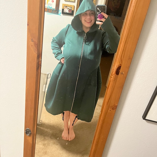 Hooded Long Neoprene Coat/winter Cape Coat/neoprene Coat/long Sleeve ...