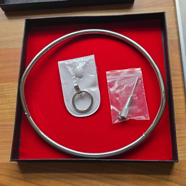 6mm Curved Rolled Steel Rose Gold Collar With Matching Removable Ring ...