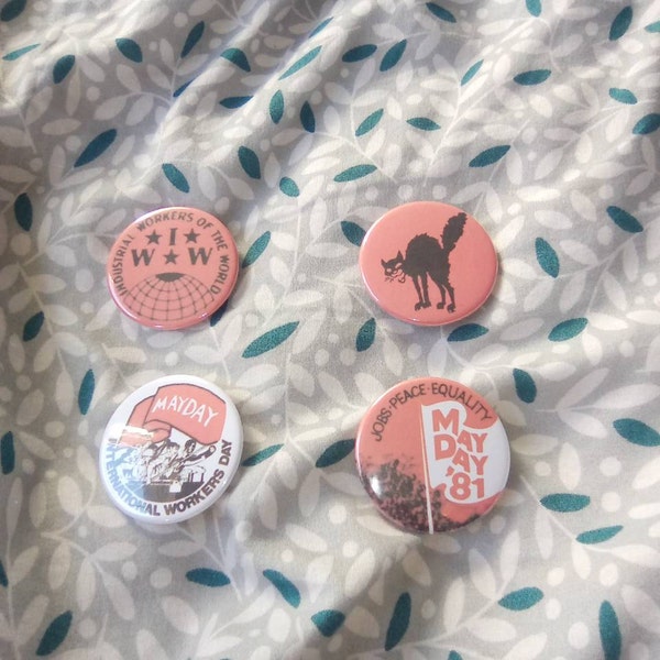 4 Anarchist Industrial Workers of the World Button Badges Vintage ...