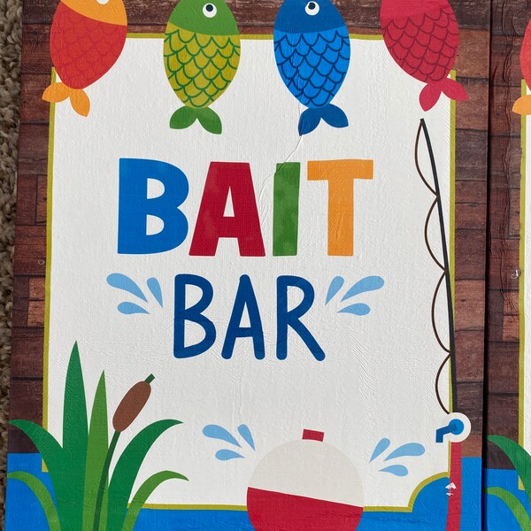 Bait Bar Sign, Fishing Table Sign, Fishing Party Food Signs, Fishing ...