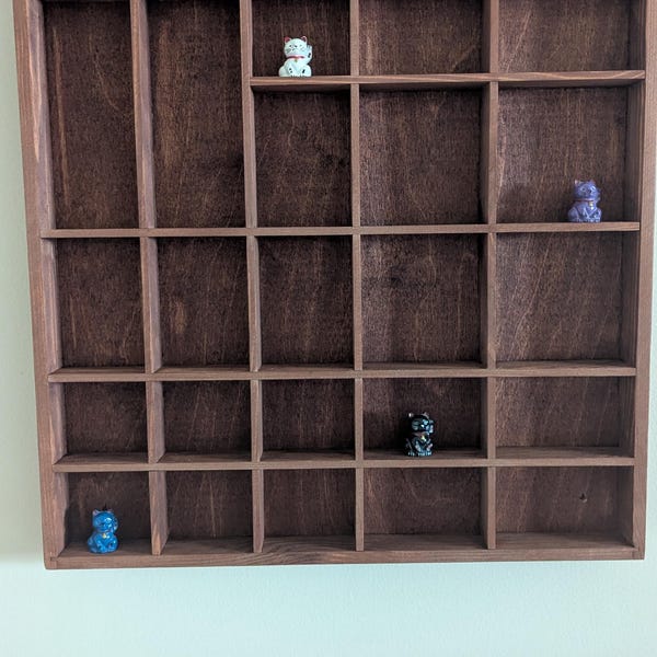 Dark Wooden Display 28 Compartments | Shadow Box | Brown Wall Hanging ...