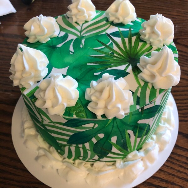 Fern Leaf Greenery Edible Icing Cake Wrap Topper - Etsy