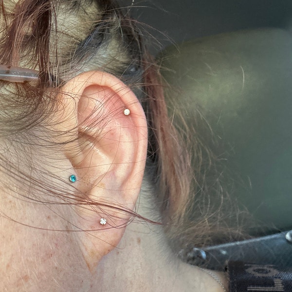 Tiny Diamond Flat Back Stud - Stud Earrings - Stainless Steel ...