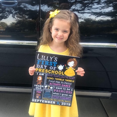 Princess First Day of School Printable Sign Girl Back to - Etsy