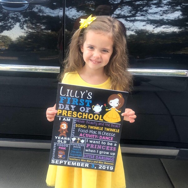 Princess First Day of School Printable Sign, Girl Back to School ...