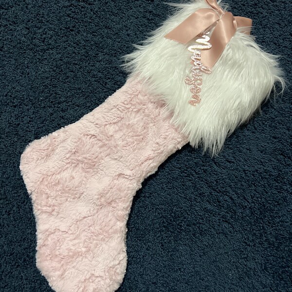 Ice Pink Christmas Stocking, Rosewater Pink Xmas Decor, Personalized ...