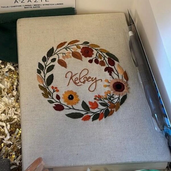 Custom Hand Embroidered Notebook, Handmade Fabric Notebook, Custom ...