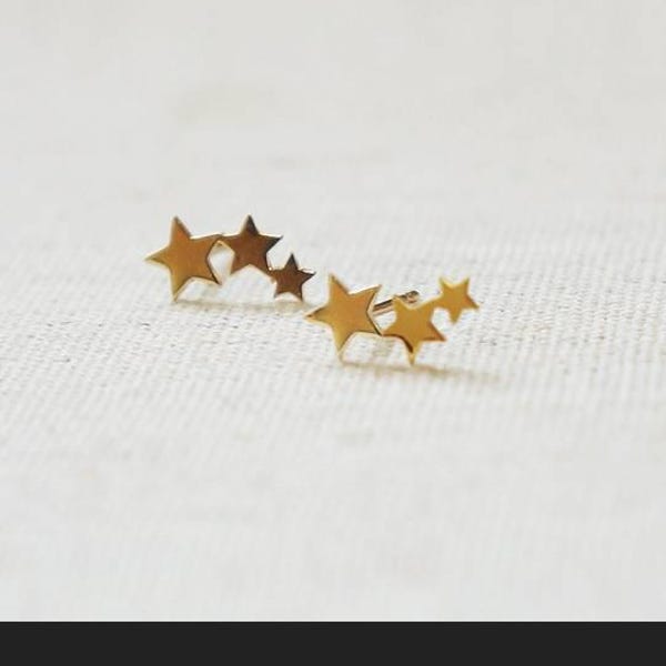 10K Solid Gold Cross Stud Earrings Real Gold - TGE057 - Etsy