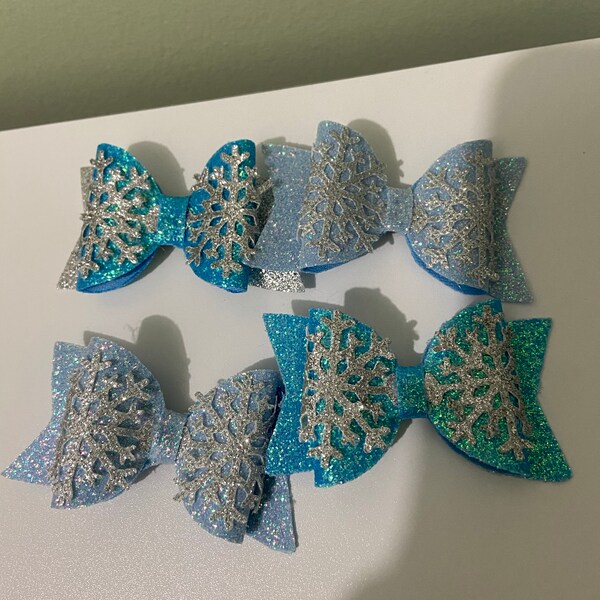 Christmas Snowflake Bow Template, Lace Bow SVG, Frozen Hair Bow PDF ...