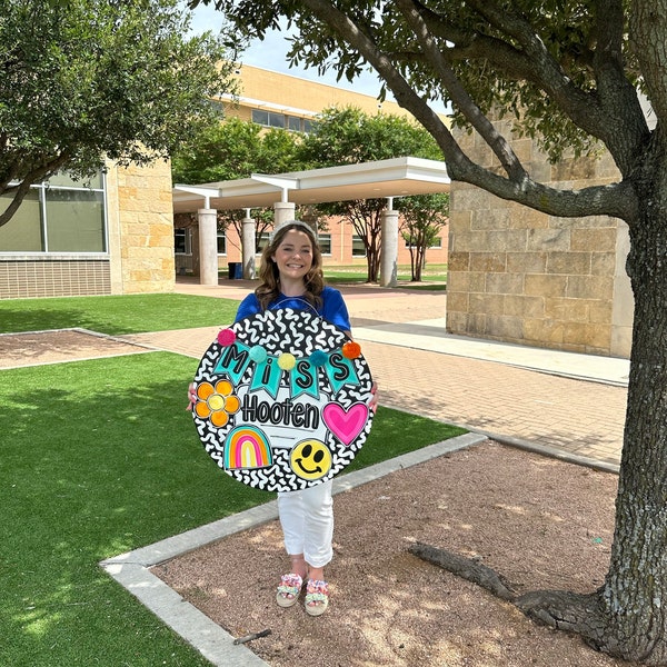 Teacher Door Hanger, Classroom Door Hanger, Back to School, Retro Door ...