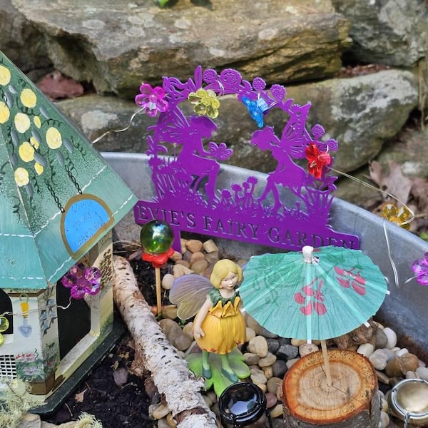 Personalized Fairy Metal Garden Sign,custom Garden Sign,fairy Garden ...