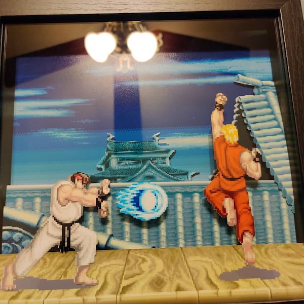 Super Street Fighter 2 (ryu Stage) - 3D Shadow Box for Gamers ...