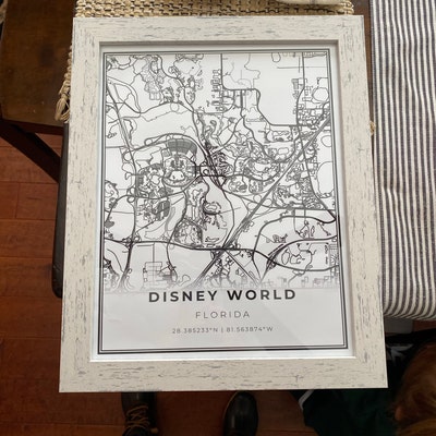 Disney World Map Print, Florida FL USA Map Art Poster, Kissimmee City ...