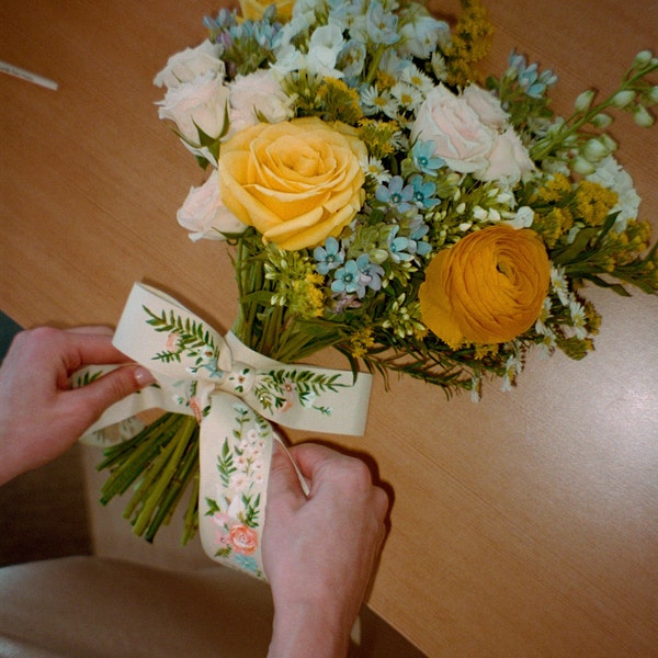 Custom Painted Bouquet Bow Ribbon - Etsy
