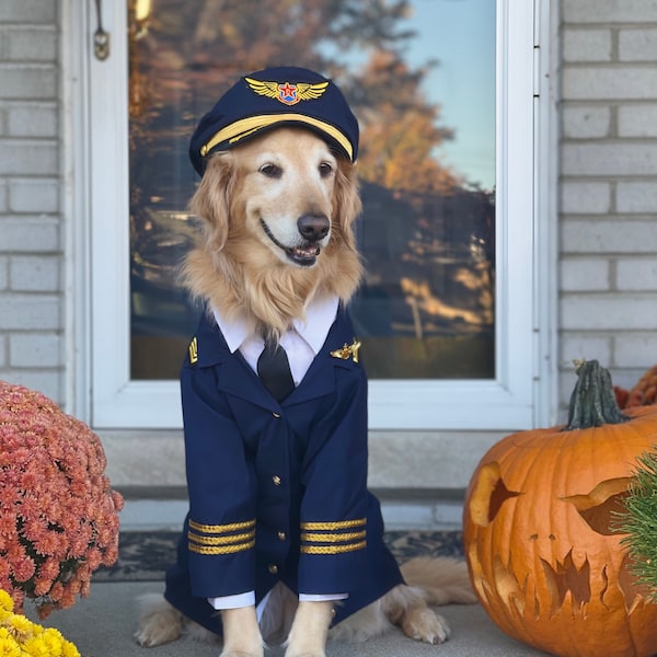 Custom Made Dog Cat Pet Pilot Captain Aviator Uniform Blazer Coat and ...
