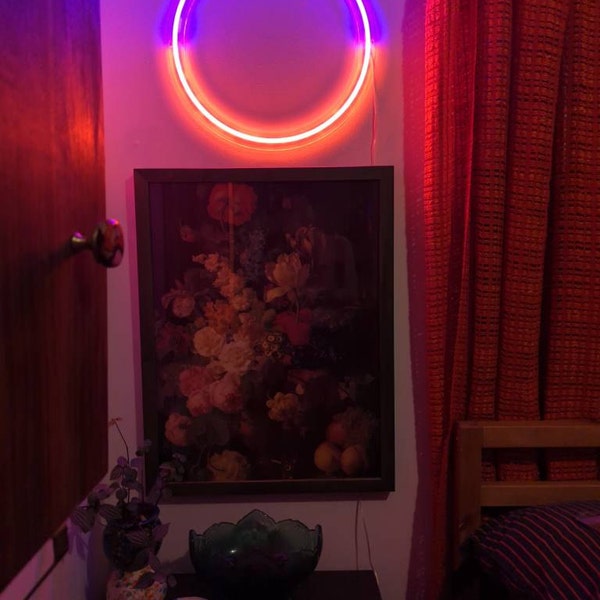 Circle LED Neon Sign, Zen Circle Neon Sign, Mixed-color Japanese Enso ...